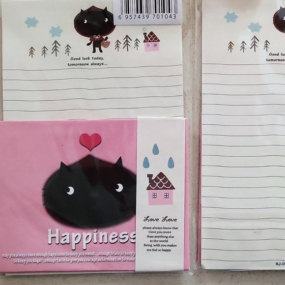 Office | Black Neko Kitty Cat Kawaii Happy Letter Set 5 | Poshmark